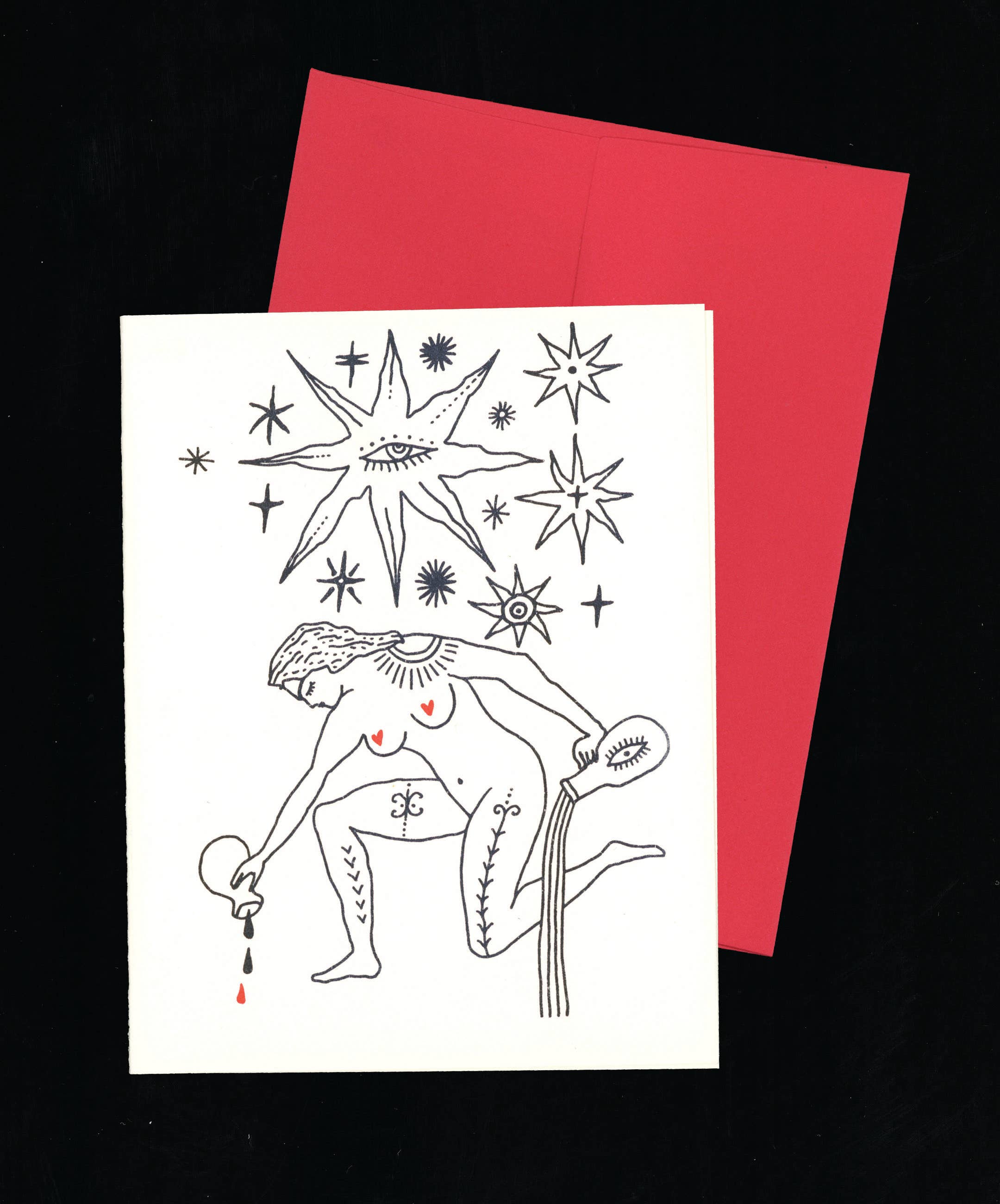 Celestial Woman and Stars Risograph card – Gift Horse